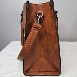 Lovevook | Bags | Lovevook Brown Vegan Leather Laptop Tote Bag ...